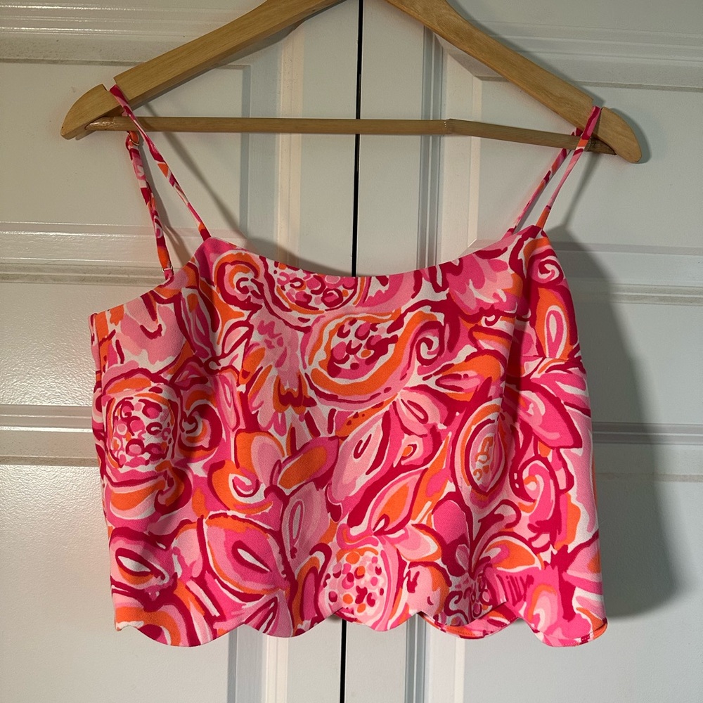 Lillypulitzer Pink Pout Mango Salsa Size 2 Crop Top S… - Gem